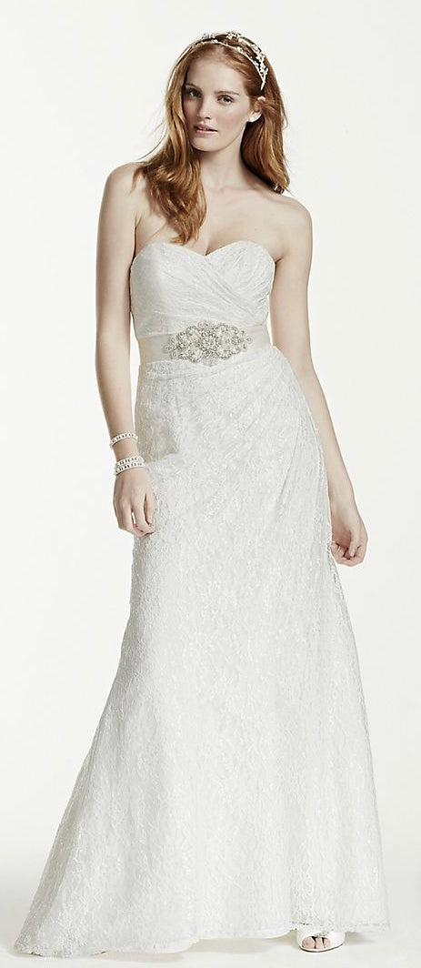 David's Bridal Sweetheart Strapless Lace Wedding Dress / WG3263 – Nearly Newlywed