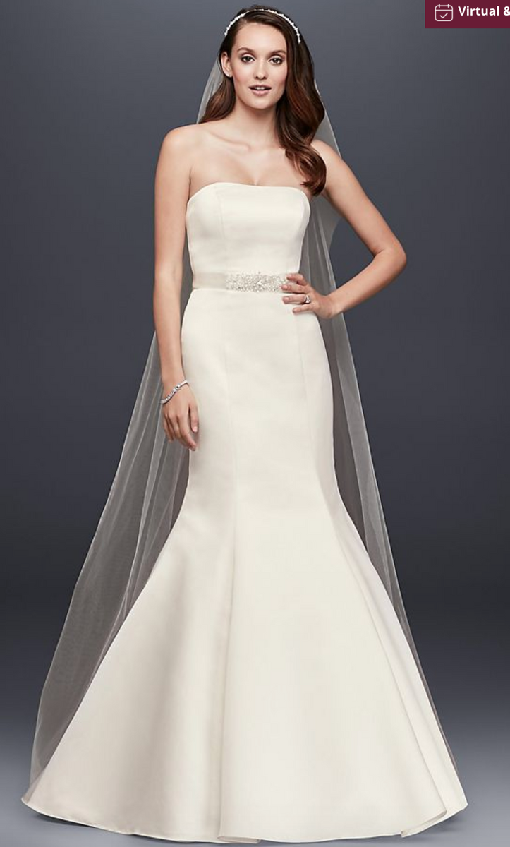 David's Bridal Strapless Trumpet Wedding Dress WG9871 – PreOwnedWeddingDresses