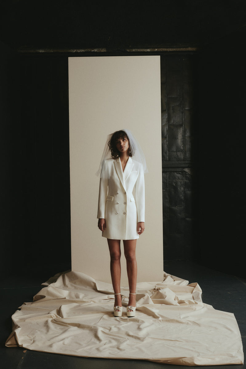 Amsale Mini Tuxedo Dress – Nearly Newlywed