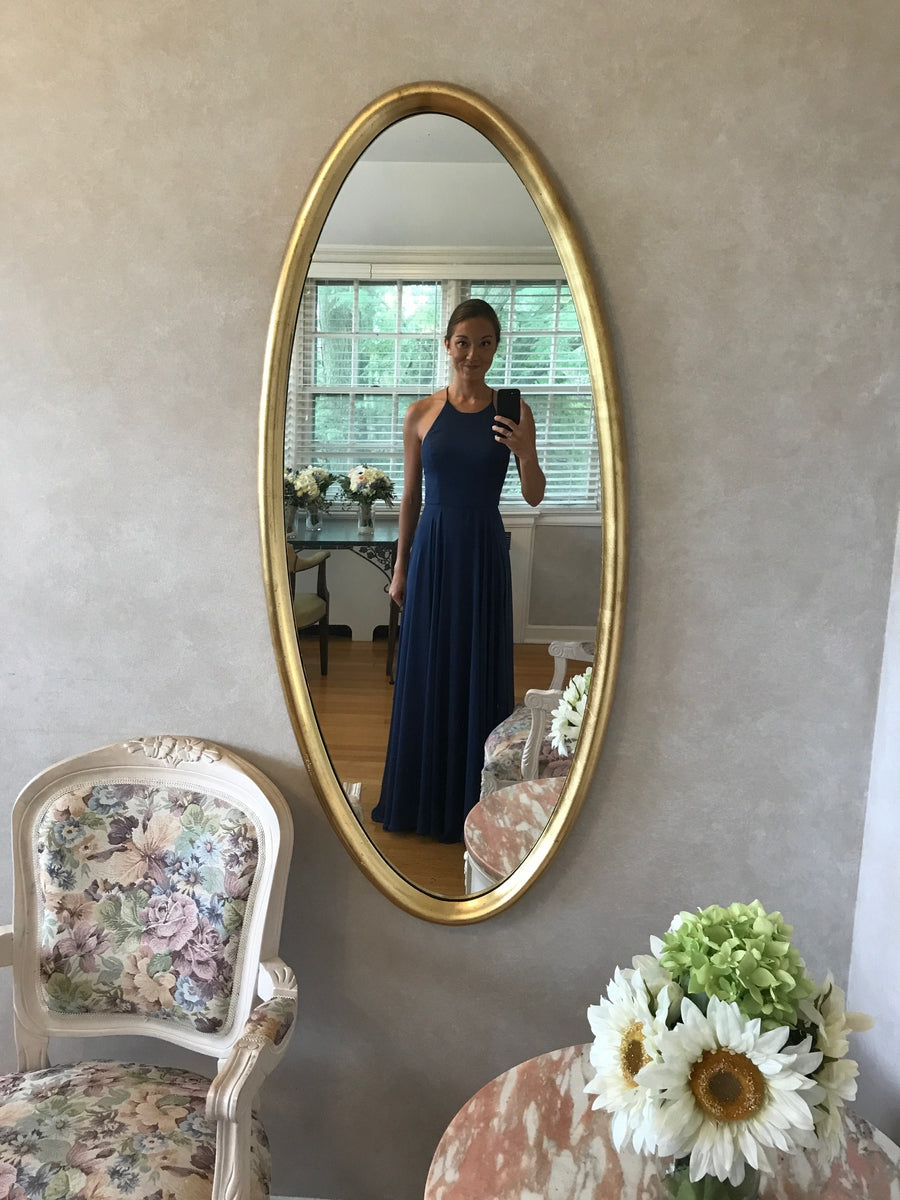 Dessy Criss Cross Backless Halter Maxi Style 2988 – Nearly Newlywed