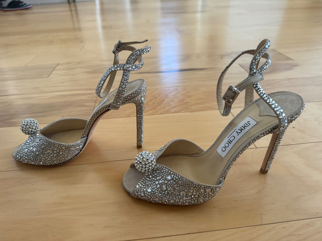 Jimmy Choo Sacora crystal embellished 100mm sandals ...