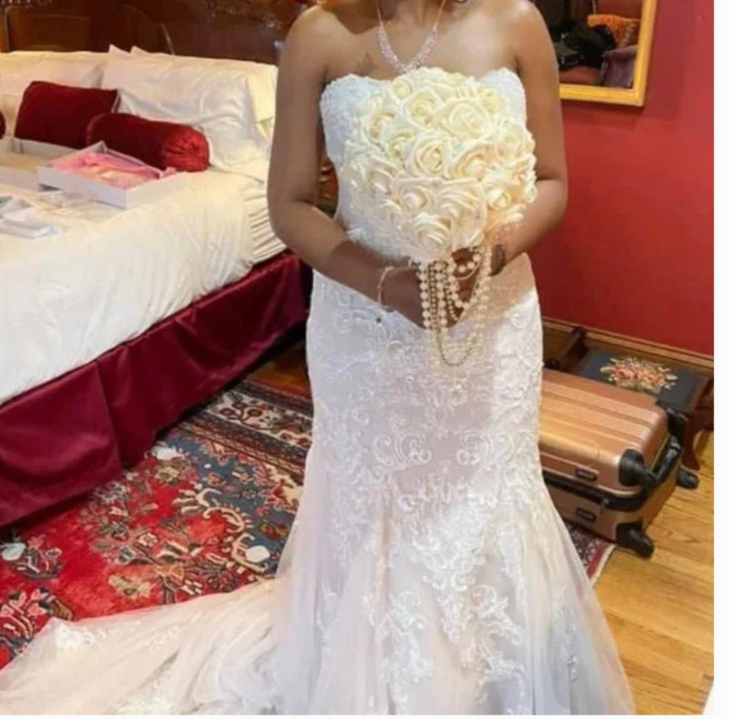 Stella York Ivory & Champagne Strapless Mermaid – Nearly Newlywed