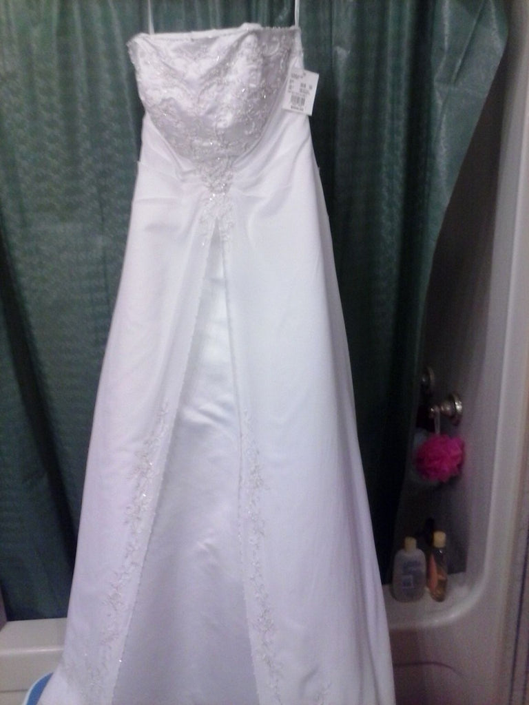 David's Bridal A-line with Chiffon Split Front Overlay Style V901 ...