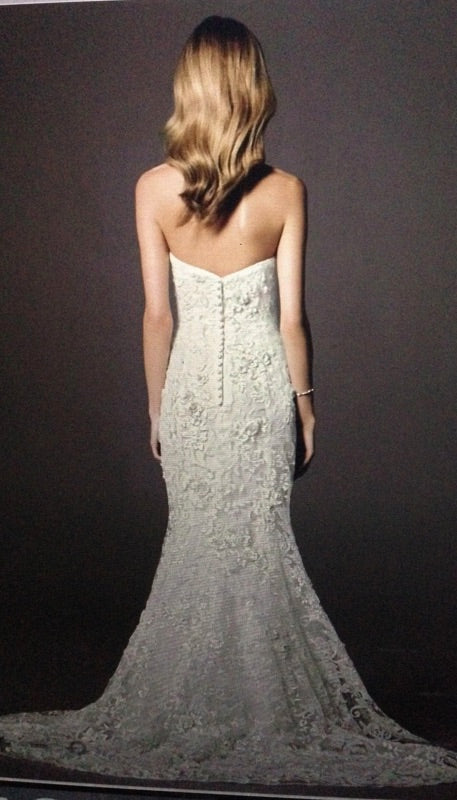Oleg Cassini Trumpet Gown w/Subtle Pink Flowers – PreOwnedWeddingDresses