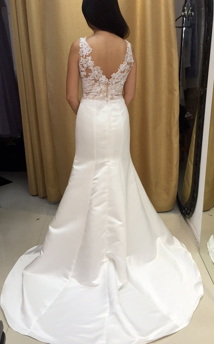 Other Lace Applique and Duchess Satin Mermaid Gown – Nearly Newlywed