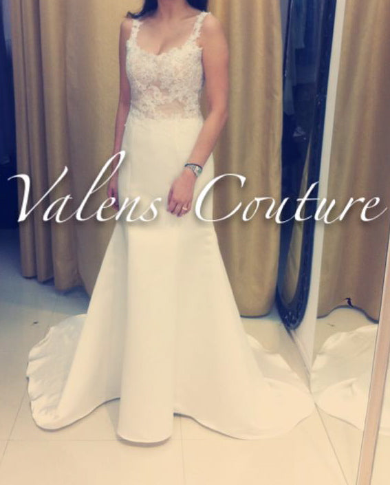 Other Lace Applique and Duchess Satin Mermaid Gown – Nearly Newlywed