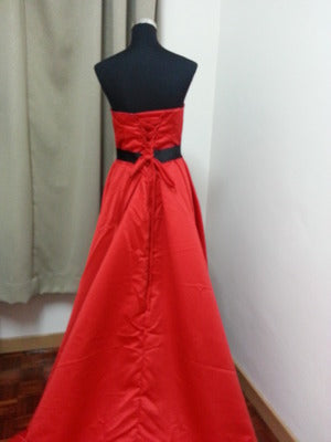 Other Red Satin Ball Gown with Cathedral Train – Nearly Newlywed