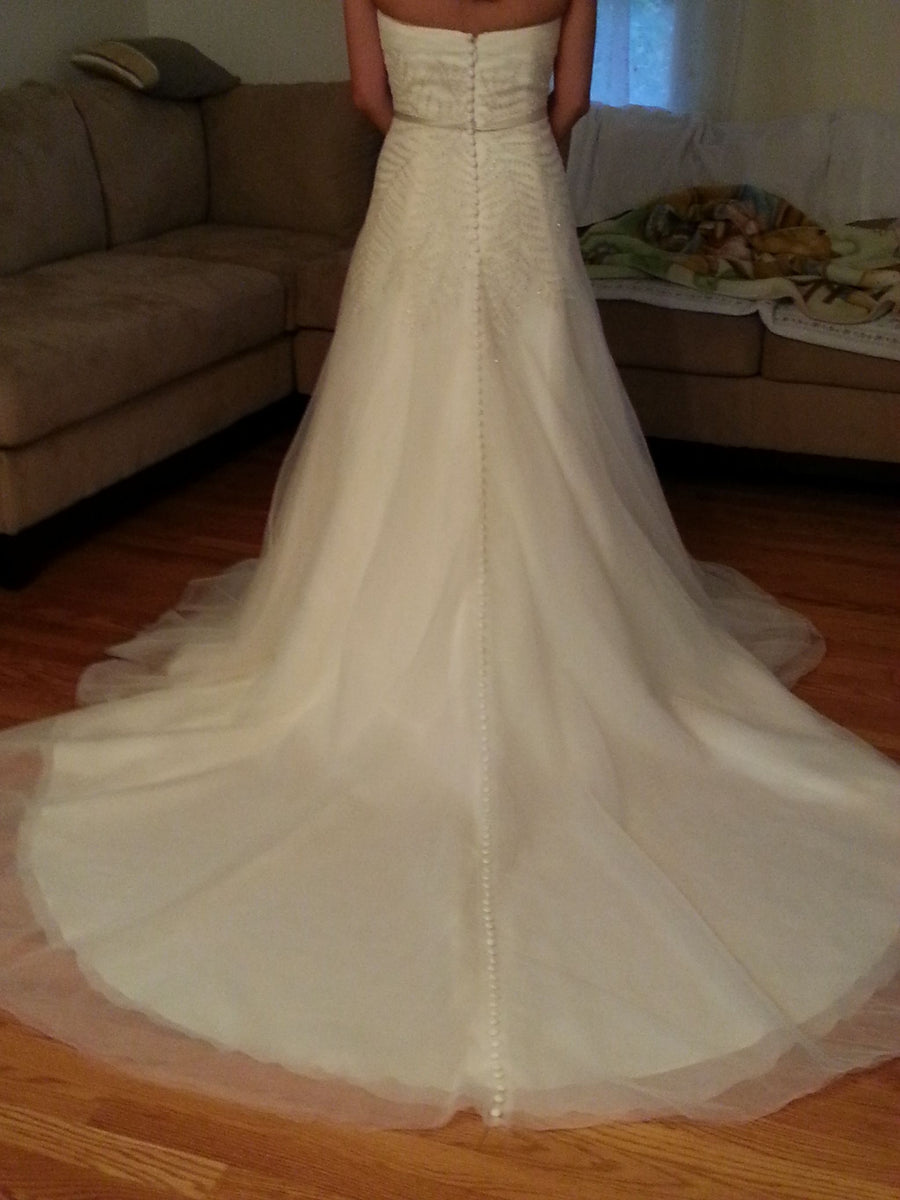 Vera Wang Organza Gown with Fern Embroidery and Net Overlay – Nearly ...