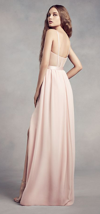 Vera Wang White Charmeuse and Chiffon Bridesmaid Dress, VW360345 ...